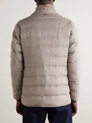 Herno Slim-fit Shell-trimmed Silk And Cashmere-blend Down Jacket - Neutrals