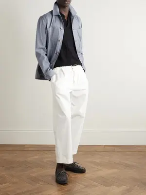 Frescobol Carioca Belford Herringbone Cotton And Cashmere-blend Jacket - Blue