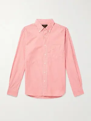 BEAMS Button-down Collar Striped Cotton Shirt