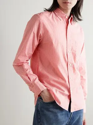 BEAMS Button-down Collar Striped Cotton Shirt