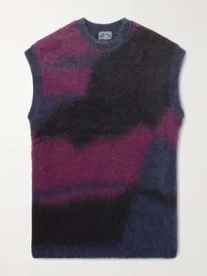 Blue Blue Japan Dégradé Brushed Jacquard-knit Sweater Vest - Purple