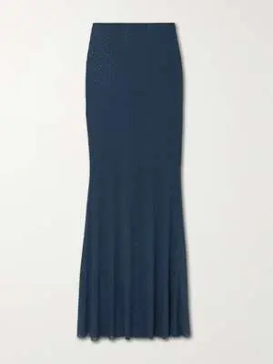 Rebecca Vallance Elivera Crystal-embellished Maxi Skirt - Navy