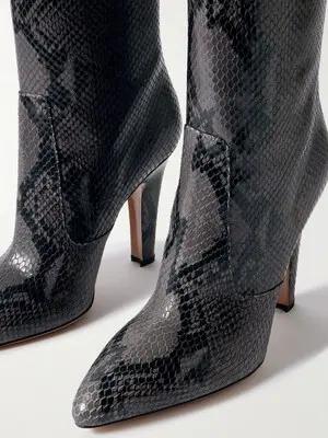 Paris Texas Elsa Snake-effect Leather Knee Boots - Gray