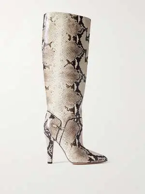 Paris Texas Elsa Buckled Snake-effect Knee Boots - Snake Print