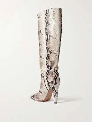 Paris Texas Elsa Buckled Snake-effect Knee Boots - Snake Print
