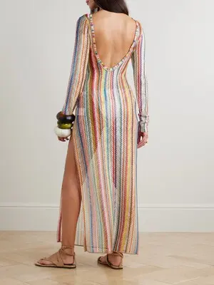 Missoni Metallic-trimmed Striped Crochet-knit Maxi Dress - Multi