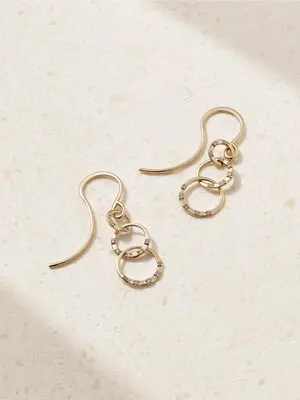 MELISSA JOY MANNING Triple Link Diamond Earrings - Gold