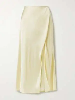Khaite Satin Midi Skirt - Pastel Yellow