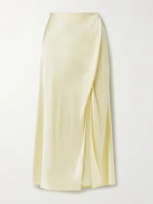 Khaite Satin Midi Skirt - Yellow