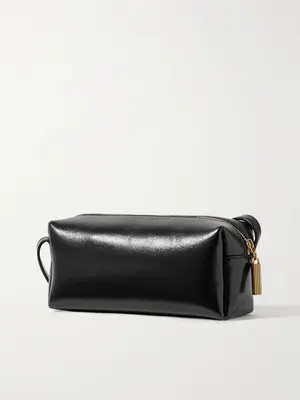 Khaite Kye Glossed-leather Shoulder Bag - Black