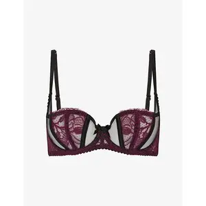 Agent Provocateur Rozlyn Underwired Mesh And Lace Bra - Black/plum