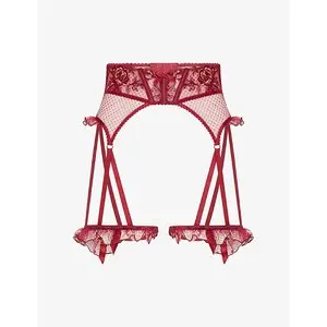Agent Provocateur Rosia Lace Suspenders - Burgundy