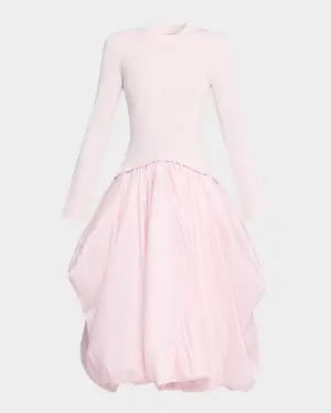Simkhai Kenlie Mock-neck Bubble Midi Dress - Blush