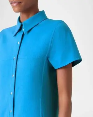 Akris Short-sleeve Cotton-silk Polo Dress - Twilight