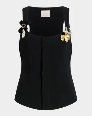 Cinq À Sept Cinq À Sept Aliana Embellished Crepe Vest - Black