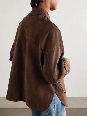 ARMA Kaylee Oversized Paneled Suede Jacket - Chocolate