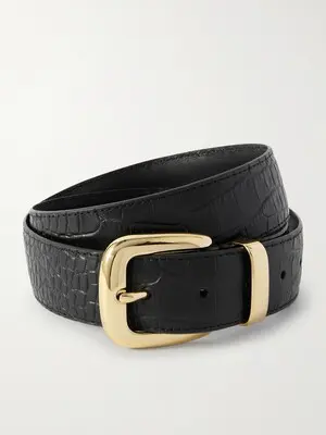Anderson's Croc-effect Leather Belt - Black