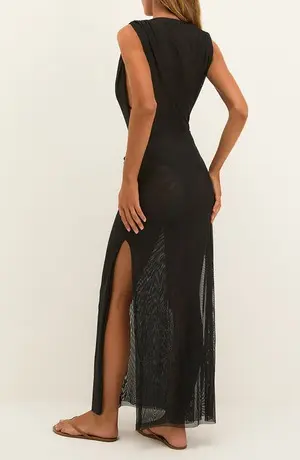 VIX PAULA HERMANNY Cindy Long Mesh Cover-up Maxi Dress - Black