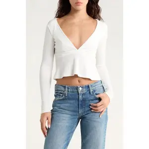 PACSUN Deep V Crop Top - White