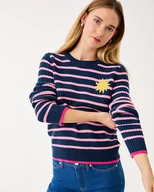LILLY PULITZER Jovienne Pullover Sweater - Low Tide Navy Shine Bright Stripe