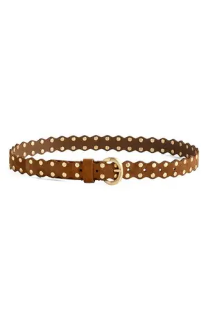 Madewell Suede Studded Scalloped Belt - Dried Acorn