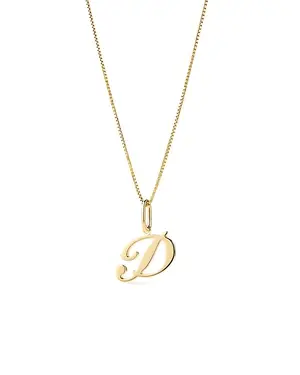 ANA LUISA Solid Yellow Gold Script Letter Pendant Necklace - D