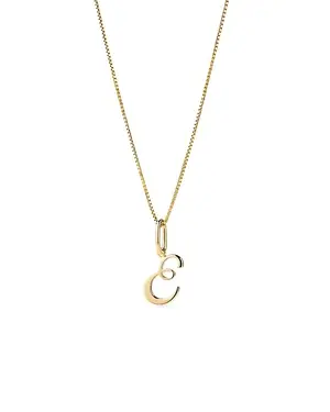ANA LUISA Solid Yellow Gold Script Letter Pendant Necklace - E