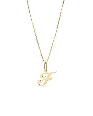 ANA LUISA Solid Yellow Gold Script Letter Pendant Necklace - F