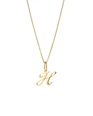 ANA LUISA Solid Yellow Gold Script Letter Pendant Necklace - H