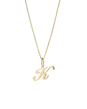 ANA LUISA Solid Yellow Gold Script Letter Pendant Necklace - K