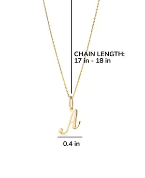 ANA LUISA Solid Yellow Gold Script Letter Necklace - L