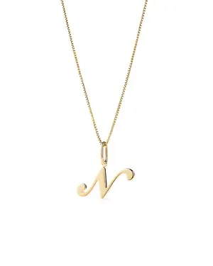ANA LUISA Solid Yellow Gold Script Letter Pendant Necklace - N