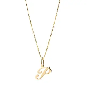 ANA LUISA Solid Yellow Gold Script Letter Necklace - P