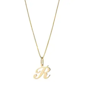 ANA LUISA Solid Yellow Gold Script Letter Pendant Necklace - R
