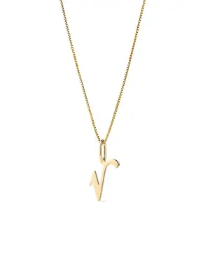 ANA LUISA Solid Yellow Gold Script Letter Necklace V