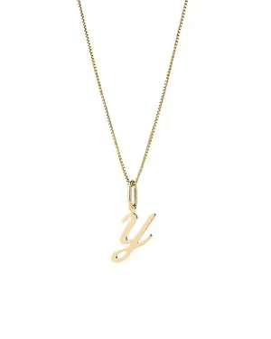 ANA LUISA Solid Yellow Gold Script Letter Necklace - Y