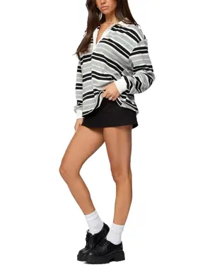 EDIKTED Striped Rugby Shirt - Gray