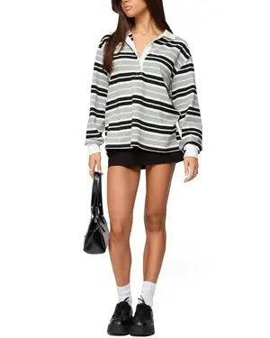 EDIKTED Striped Rugby Shirt - Gray