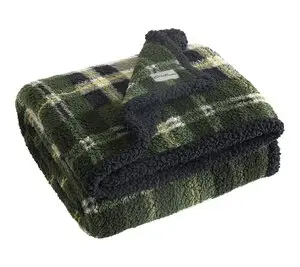 Eddie Bauer Trailhead Plaid Green Sherpa 50x60throw - One-color