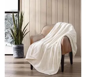 Eddie Bauer Faux Fur Solid Beige 50x60 Throw