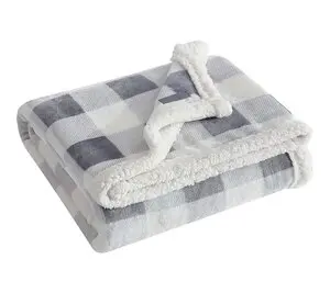 Eddie Bauer Mountain Plaid Grey Plush-fleece 50 'x60' Throw - One-color