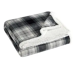 Eddie Bauer Vail Plaid Grey Plush-fleece F/q Bl Anket - One-color