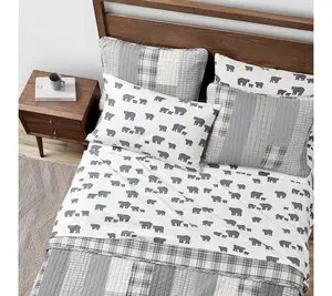 Eddie Bauer Bear Family Grey Cotton Full Sheet Set