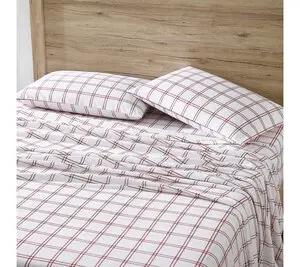 Eddie Bauer Westridge Plaid Orange Cotton Full Sheet Set
