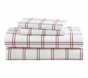 Eddie Bauer Westridge Plaid Orange Cotton Twinx L Sheet Set - One-color