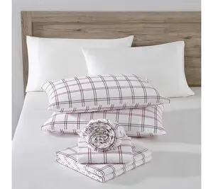 Eddie Bauer Westridge Plaid Orange Cotton Queen Sheet Set