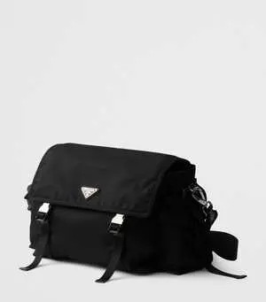 Prada Re-nylon And Leather Messenger Bag - Black