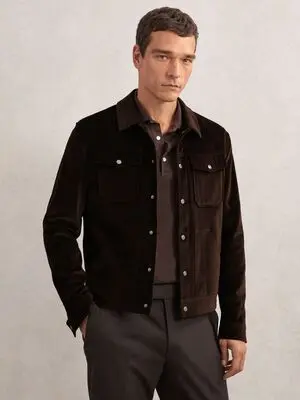 REISS Weir Velvet Trucker Jacket