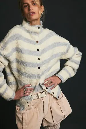 Free People We The Free Button Collection Cardigan Ivory Combo