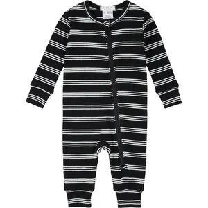 PETIT LEM Stripe Fitted One-piece Zip Pajamas